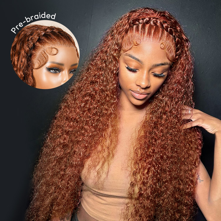 Burnt Orange Stylist Wig Deep Wave 13x4 Lace Frontal Pre-plucked -West ...
