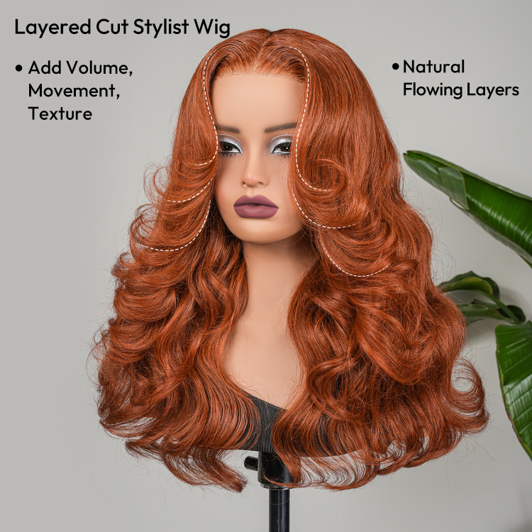 Burnt Orange Pre-Everything Ocean Wave Wig Colored Human Hair Glueless ...