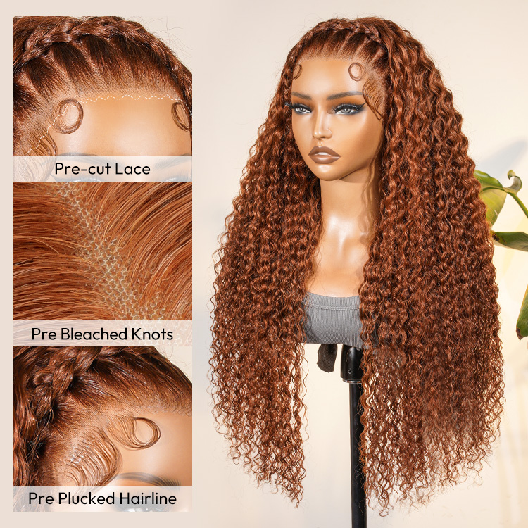 Burnt Orange Stylist Wig Deep Wave 13x4 Lace Frontal Pre-plucked -West ...
