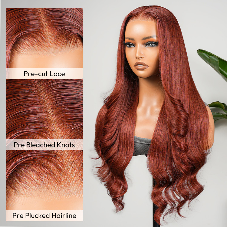 Mera Red Customized Wave Wig Colored Human Hair Pre-Everything Lace ...