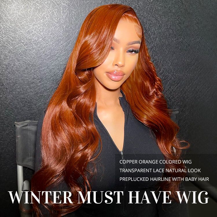 Alanis - Burnt Orange Body Wave Wig Colored Lace Wigs -West Kiss Hair