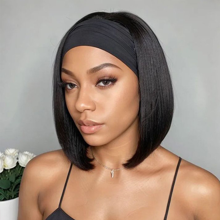 12 Inch Straight Human Hair Headband Wigs -West Kiss Hair