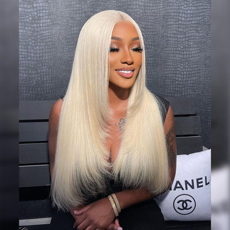 Blonde Layered Hair Wig Straight Blonde Lace Front Wig -West Kiss Hair