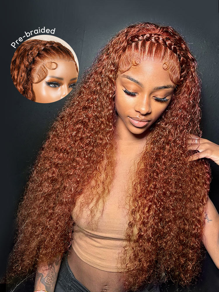 Burnt Orange Stylist Wig Deep Wave 13x4 Lace Frontal Pre-plucked -West ...