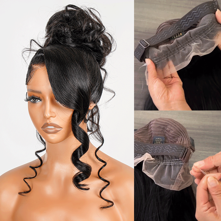Glueless Invisi Drawstring 360 Lace Wig Throw on&go Side Part Body Wave ...