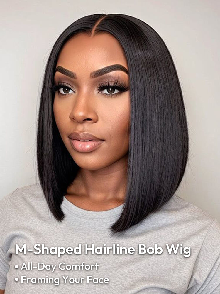 M Hairline Realistic Straight Bob Wigs 10-14Inch 13x6 HD Lace Frontal ...