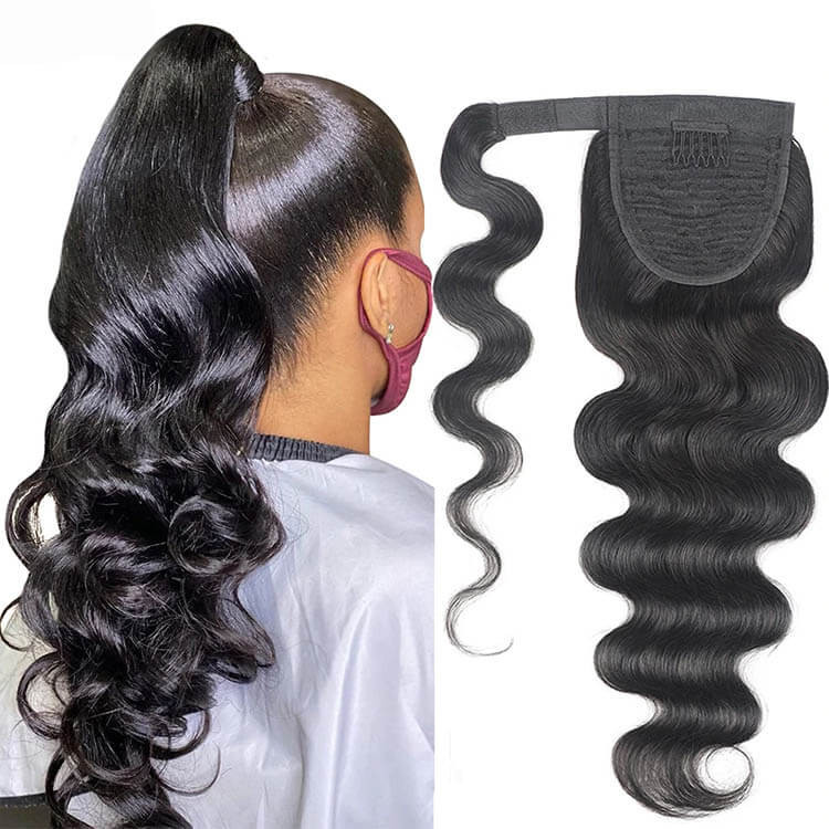 Body Wave Long Ponytail Real Human Hair Extensions -West Kiss Hair
